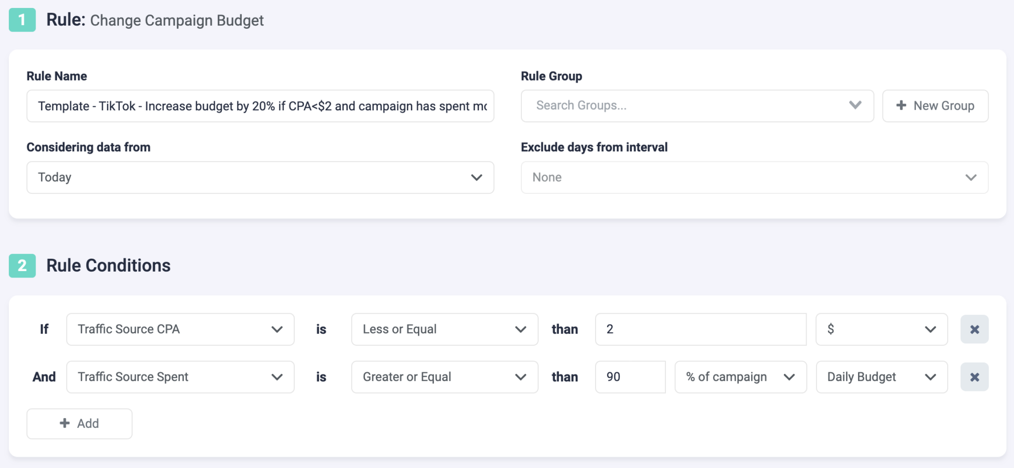 Rule Example 3: Increase TikTok Campaign Budget - TheOptimizer Help Center